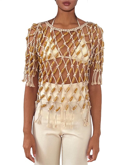 Wynn Hamlyn Macrame Bead T-shirt | David Jones