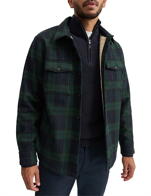 Country Road Check Sherpa Shirt Jacket | David Jones