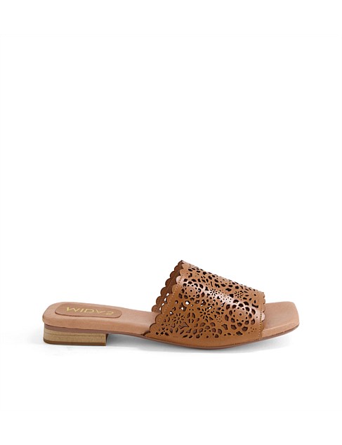 Midas Parda Tan Leather Slides | David Jones