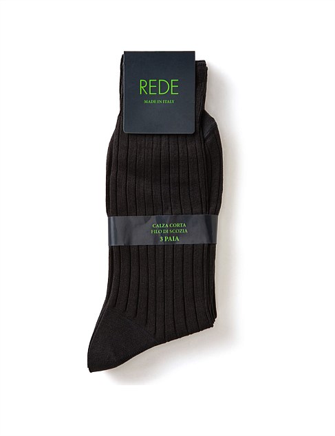 Rede Cotton Ribbed Socks 3 Pack | David Jones