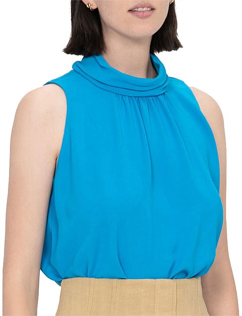 Veronika Maine Airy Twill Drape Neck Top | David Jones