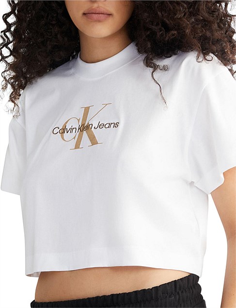 Calvin Klein Archival Monologo Cropped T-shirt | David Jones