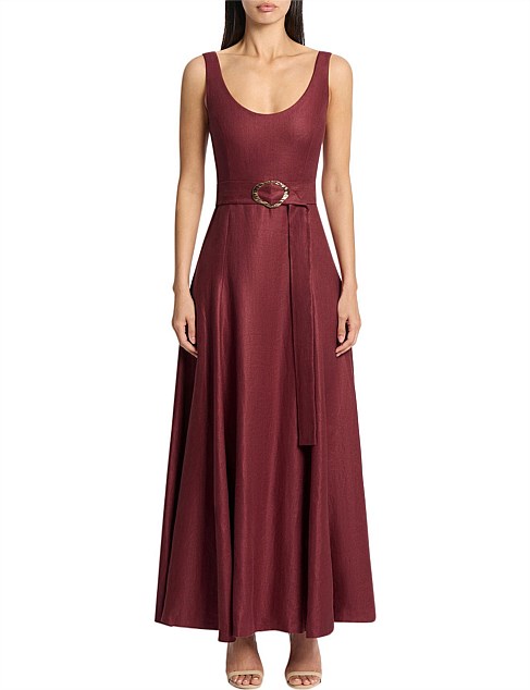 Carla Zampatti Pure Linen Twill Scoop Neck Dress | David Jones