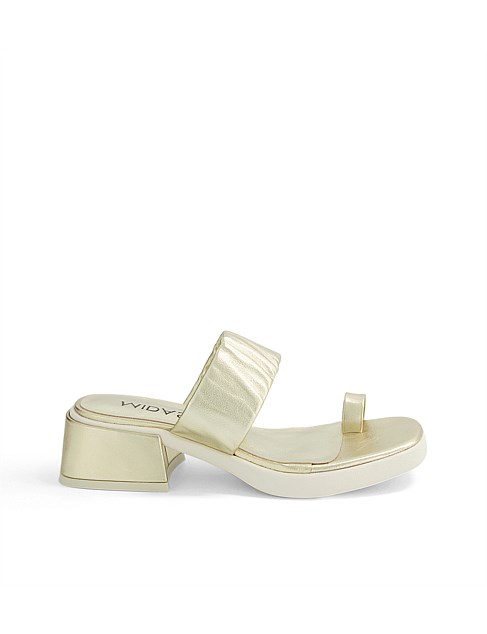 Midas Parta Pale Gold White Leather Slides | David Jones