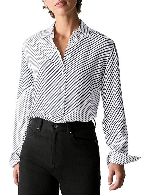 Trenery Modal Stripe Chevron Shirt | David Jones