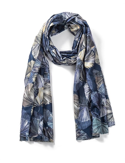 Gregory Ladner Leaves Print Scarf With Foil | David Jones