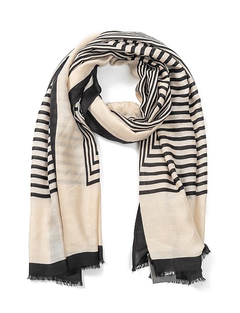 Gregory Ladner Lines Print Scarf | David Jones