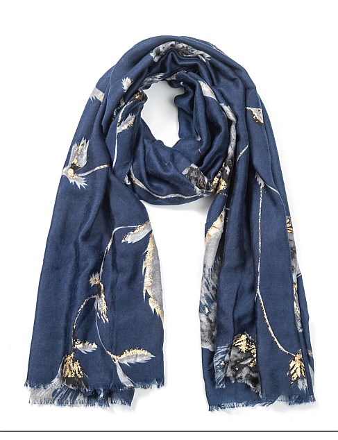 Gregory Ladner Botanical Print Scarf With Foil Detail | David Jones
