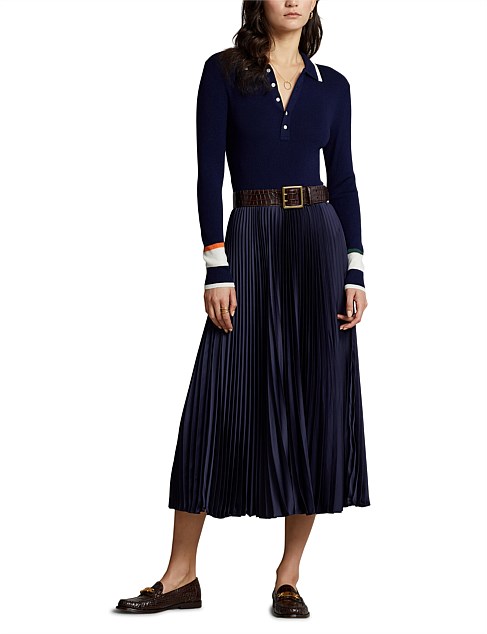 Polo Ralph Lauren Hybrid Sweater-pleated Polo Dress | David Jones