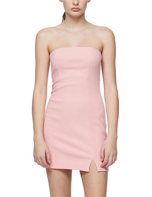 Bec + Bridge Karina Bonded Crepe Strapless Split Mini Dress In Guava ...
