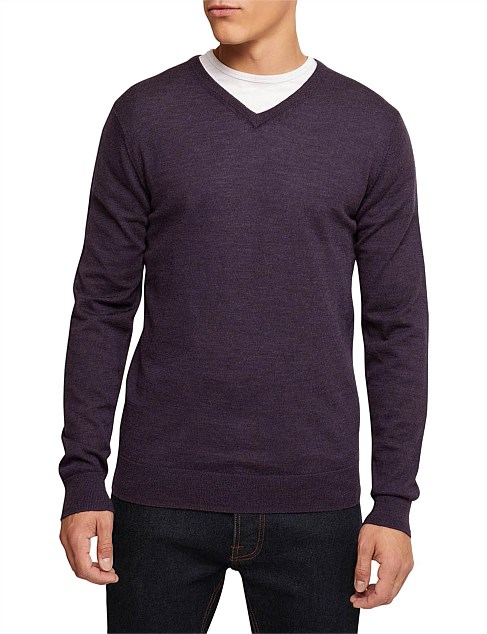 Oxford V-neck Pure Merino Wool Pullover | David Jones