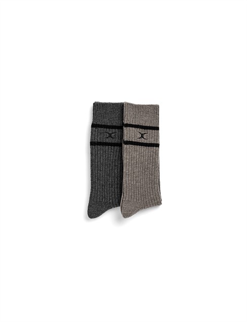 Rodd & Gunn Line Out Sock Two Pack -Charcoal -Taupe | David Jones