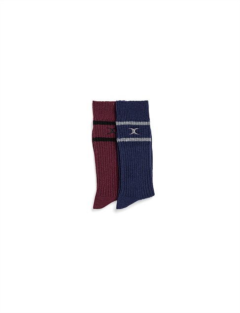 Rodd & Gunn Line Out Sock Two Pack -Navy -Burgundy | David Jones