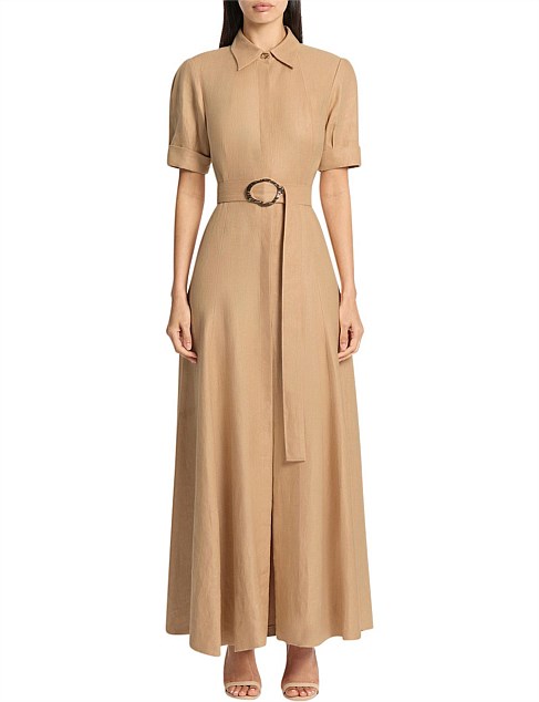 Carla Zampatti Pure Linen Twill Shirt Dress | David Jones