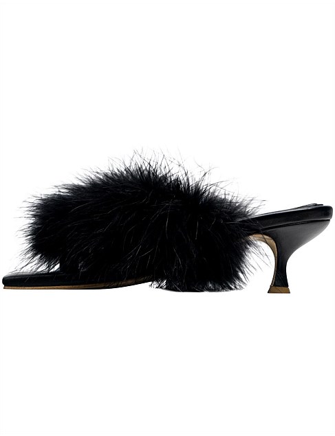 Sleeper Pom Kitten Heel Slippers With Feathers | David Jones