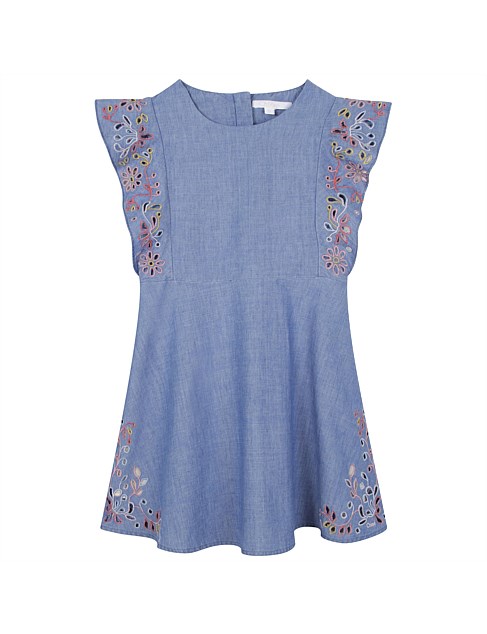 Chloé Embroided Chambray Dress (4-12) | David Jones