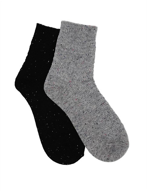 Ambra 2 Pack Women's Waffle Crew Cut Sock | David Jones