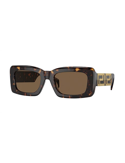 Versace Rectangle Havana Dark Brown Female Sunglass | David Jones