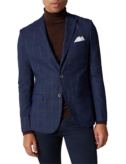 Politix Slim Stretch Windowpane Check Tailored Blazer | David Jones