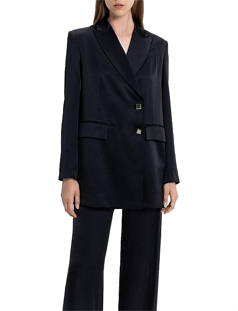 Cue Midnight Satin Blazer | David Jones
