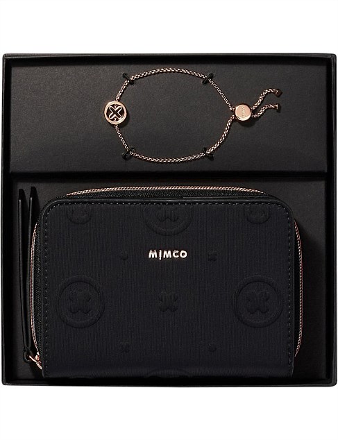 Mimco Flashback Wallet and Bracelet Gift Set Black Rose Gold | David Jones
