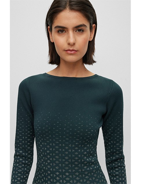 Boss Metallised-yarn Dress With Long Sleeves | David Jones