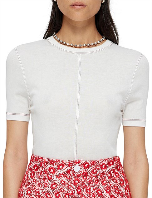 Rohe Contrast Stitched Tee-shirt | David Jones