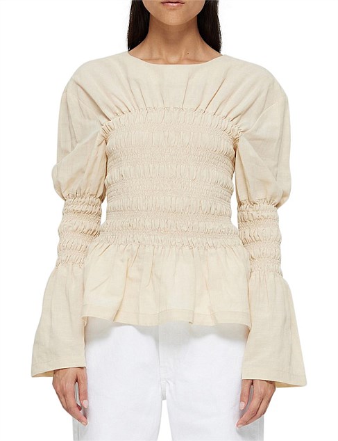 Rohe Smocked Cotton-linen Top | David Jones