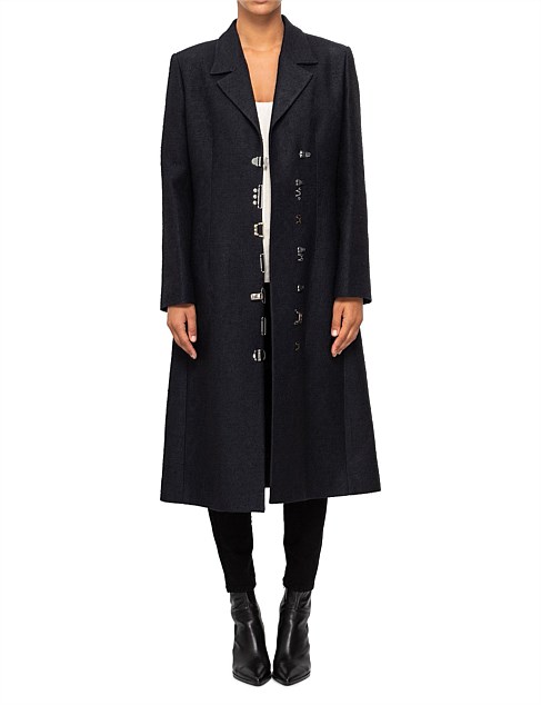 Chloé Raw Textured Silk Buckle Coat | David Jones