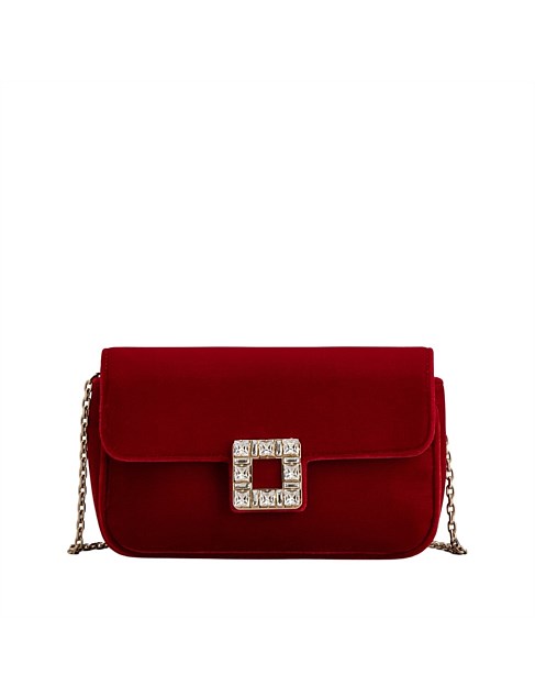Roger Vivier Jeu De Fille Strass Buckle Clutch Bag In Velvet | David Jones
