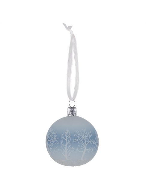 David Jones 7cm Trees On Ice Blue European Glass Bauble | David Jones