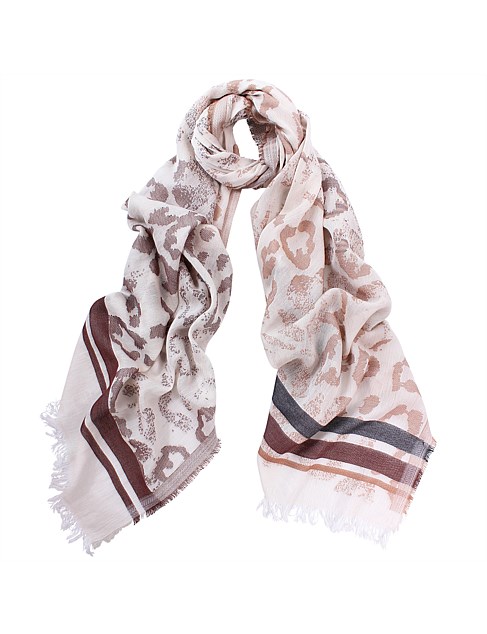 D Lux Leopard -Jacquard Weave Animal Design Cotton Scarf | David Jones