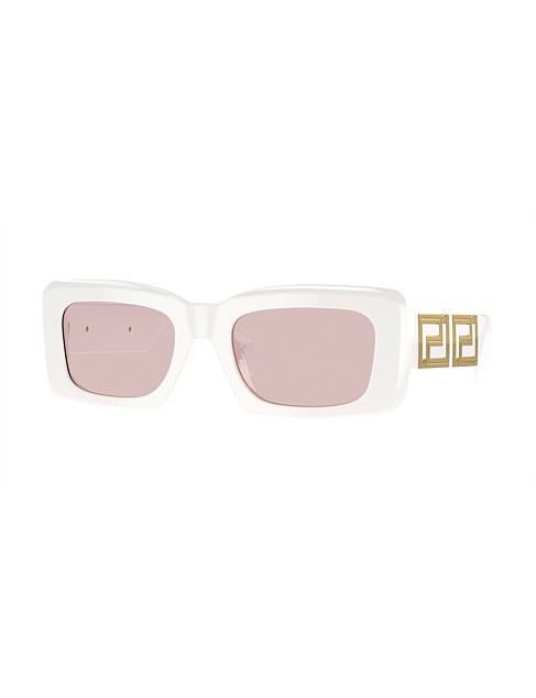 Versace Rectangle White Pink Female Sunglass | David Jones