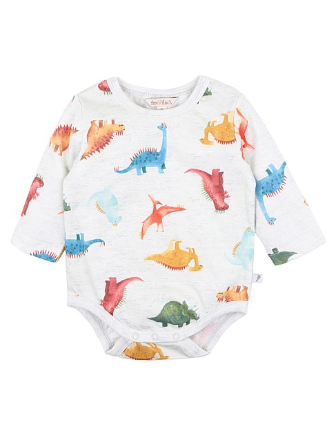 Fox & Finch T-rex Print Bodysuit (0000-2) | David Jones