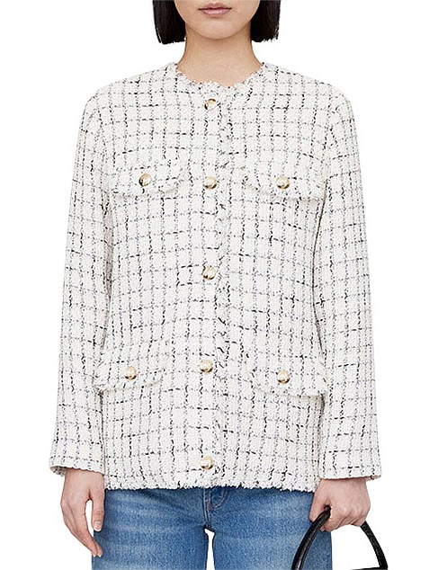 Anine Bing Janet Jacket White Plaid | David Jones