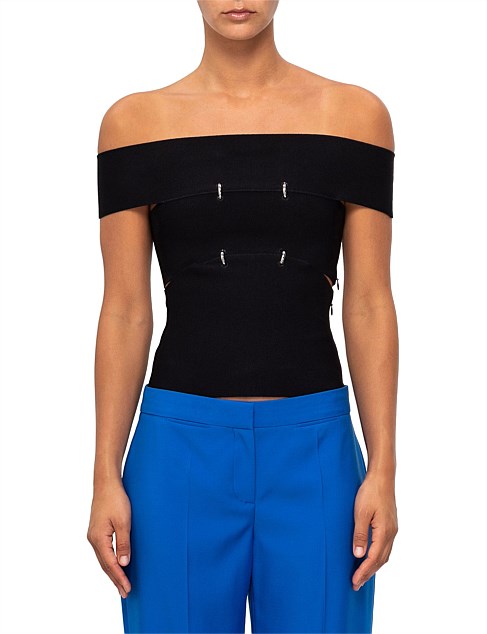 Alexander Mcqueen Off Shoulder Slashed Top | David Jones
