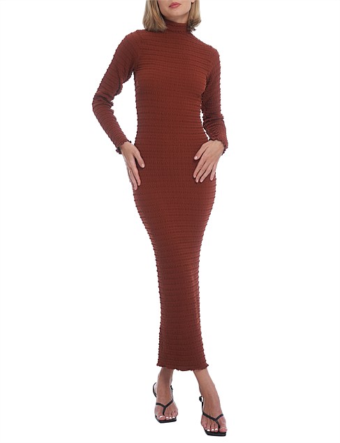 L'idee Forme Long Sleeve Midi Dress In Terracotta | David Jones