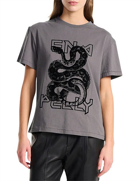 Ena Pelly Flocked Python Relaxed Tshirt | David Jones