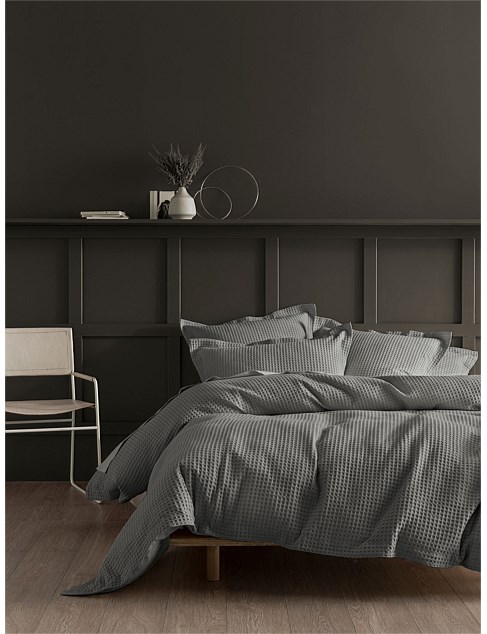Linen House Deluxe Waffle Double Quilt Cover Set In Charcoal | David Jones
