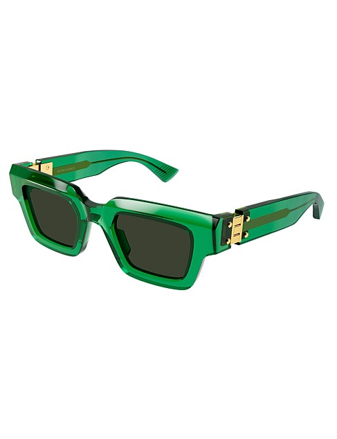 Bottega Veneta Green Rectangle Sunglasses | David Jones