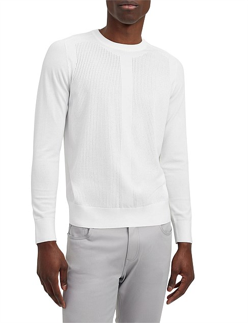 Calibre Mesh Tech Knit Sweater With Modern Panels | David Jones