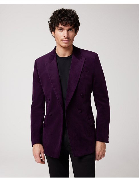 Politix Slim Fit Double Breasted Velvet Tuxedo Jacket | David Jones