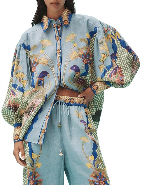 Alémais Gilly Graphic-print Linen Shirt | David Jones