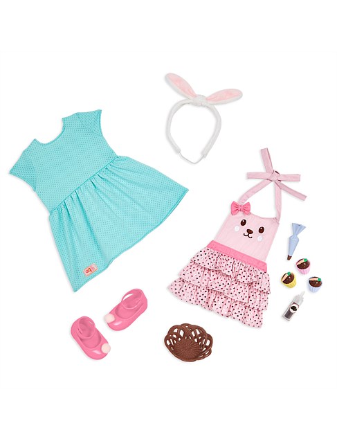 Our Generation Deluxe Baking Outfit W/Bunny Apron & Cupcakes | David Jones
