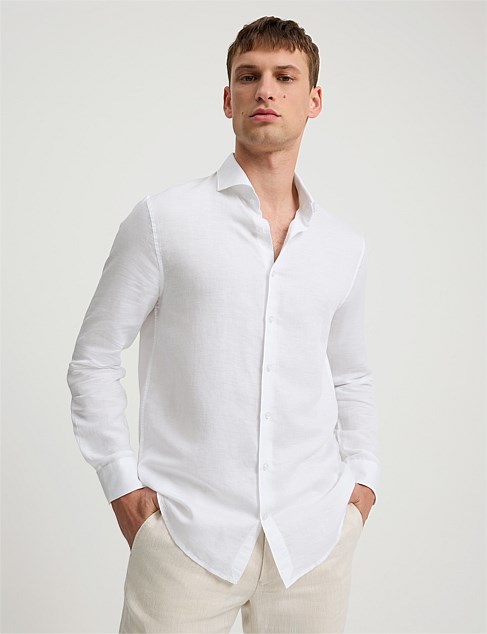 Country Road Tailored Fit Cotton Linen Blend Shirt | David Jones