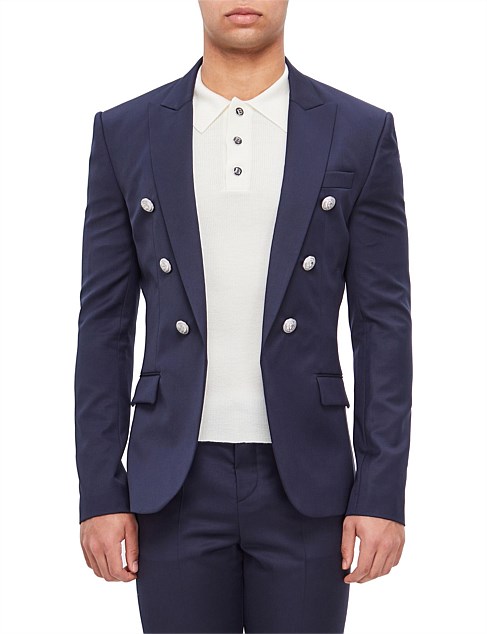 Balmain Wool 6 Button Jacket | David Jones