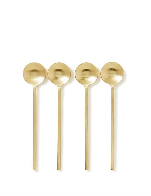 David Jones Abbotsford Brushed Brass Spoon Set Of 4 Gold | David Jones