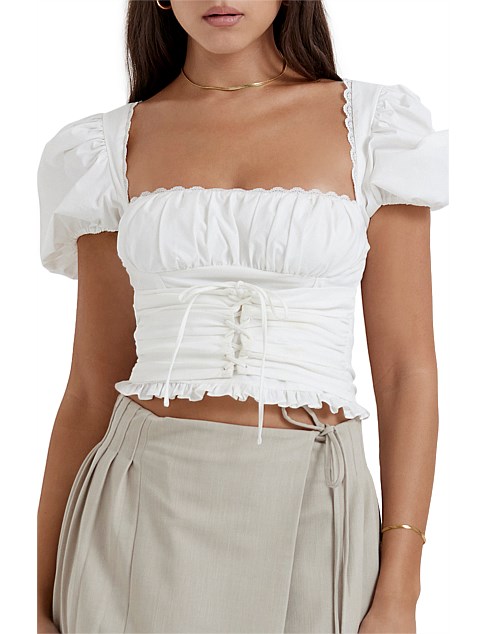 House Of Cb Samaya Corset Top With Scalloped Trim and Ruffles | David Jones