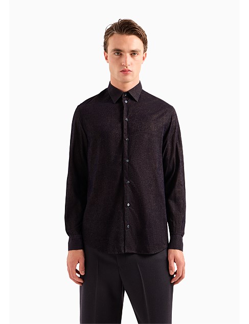 Emporio Armani Men's Long Sleeve Washable Wool Shirt | David Jones