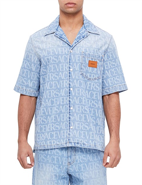 Versace Collection Versace Allover Denim Short Sleeve Shirt | David Jones